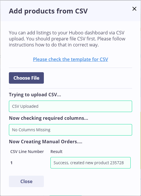 Listings > Add Products > Importing Listings Via CSV